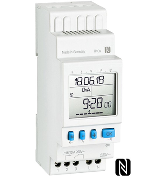 Interruptor horario digital modular semanal 2 canales. Programable por NFC